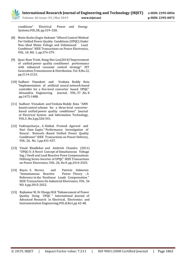 IRJET- A Comparison of Power Quality Improvement based on Controls of ...