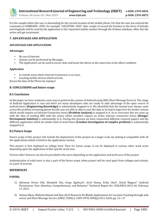 IRJET- Implementation of Handling Android Application using SMS(Short Message Service) | PDF