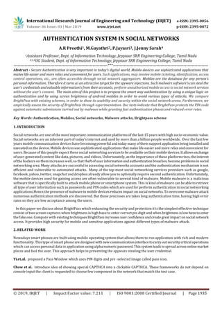 IRJET- Authentication System in Social Networks | PDF