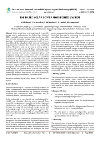 IRJET- IoT based Solar Power Monitoring System | PDF