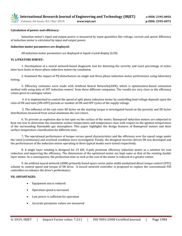 IRJET- Testing the Induction Motor Voltage, Current, Torque, Speed ...