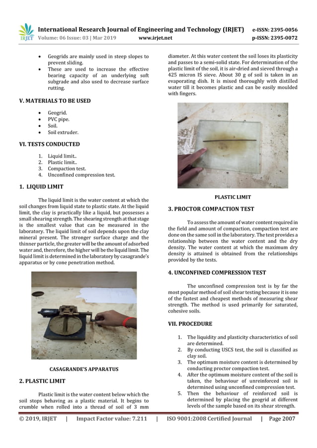 IRJET- Behaviour of Reinforced Soil using Geogrid | PDF