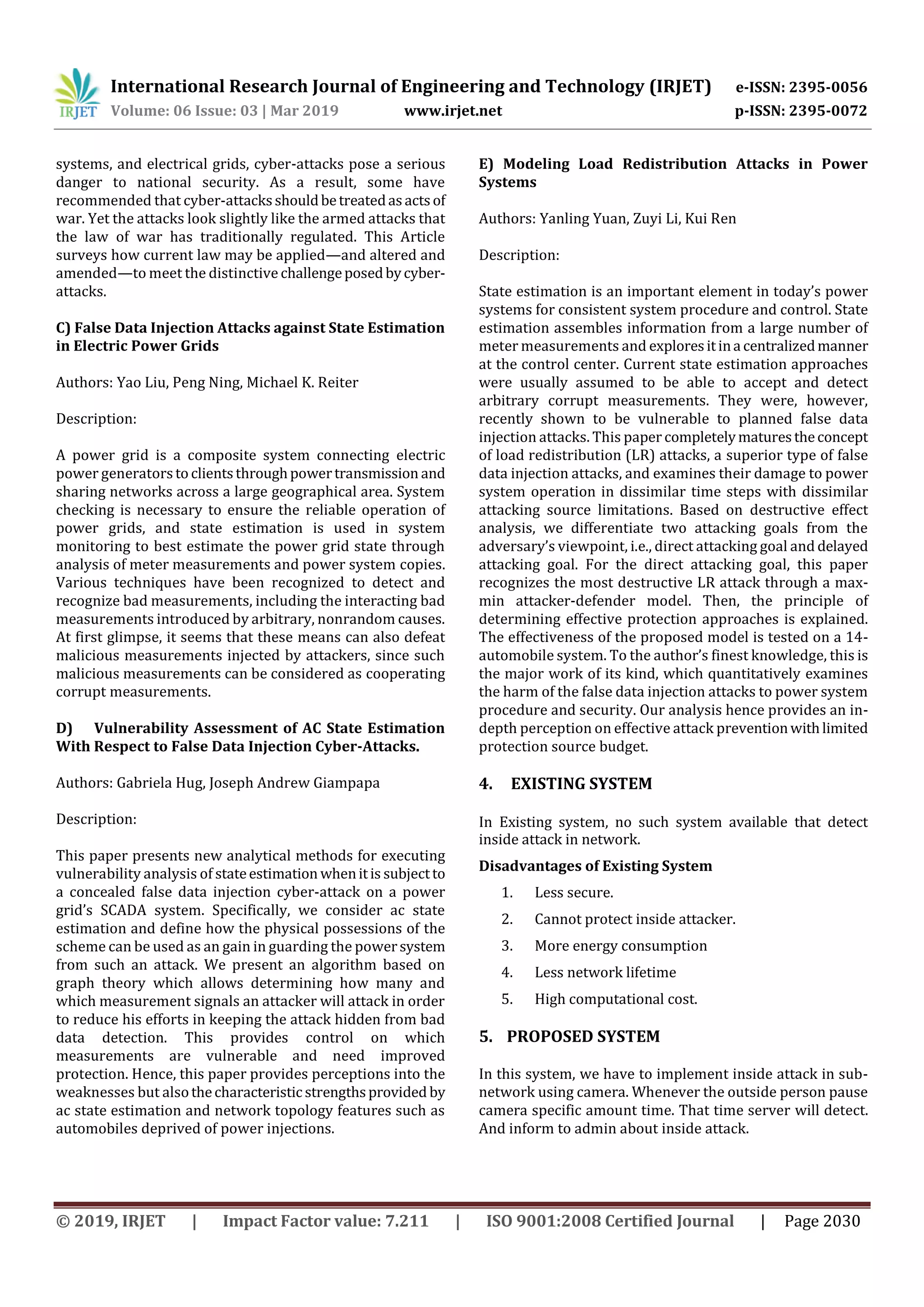 IRJET- False Data Injection Attacks in Insider Attack | PDF | Information and Network Security ...