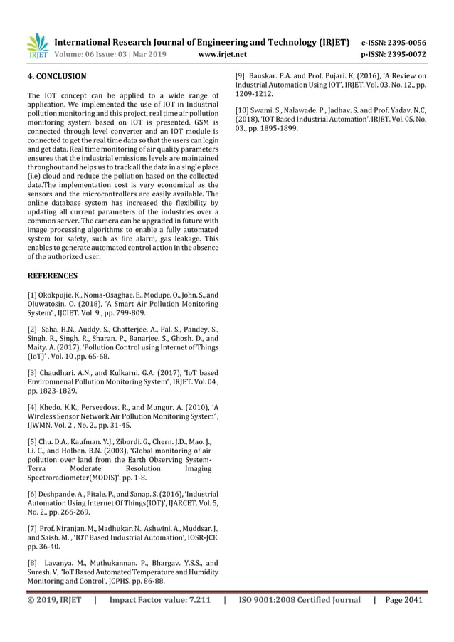 IRJET- IoT based Industrial Pollution Monitoring System | PDF | Indoor ...