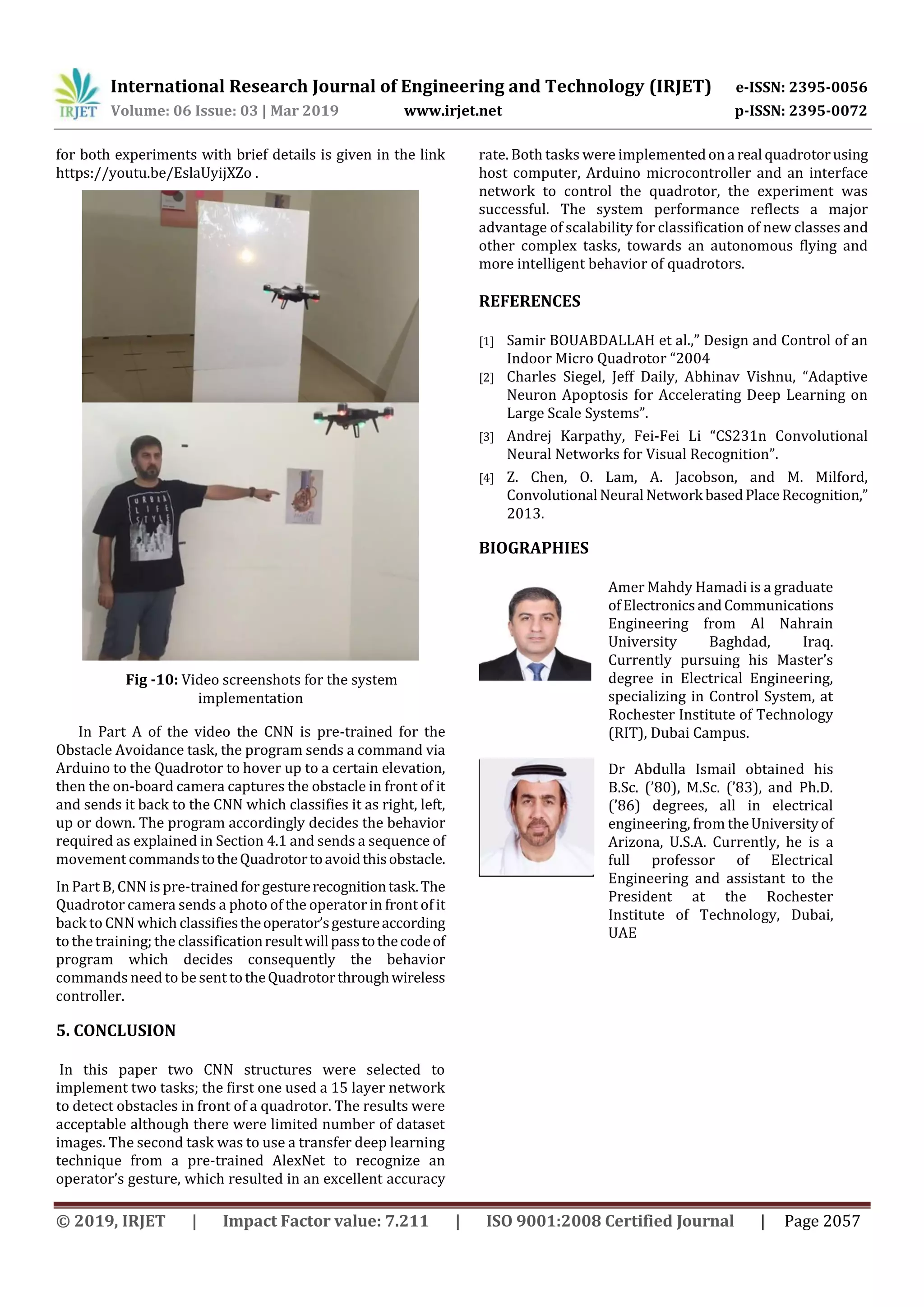 IRJET- Autonomous Quadrotor Control using Convolutional Neural Networks | PDF