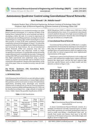 IRJET- Autonomous Quadrotor Control using Convolutional Neural Networks | PDF