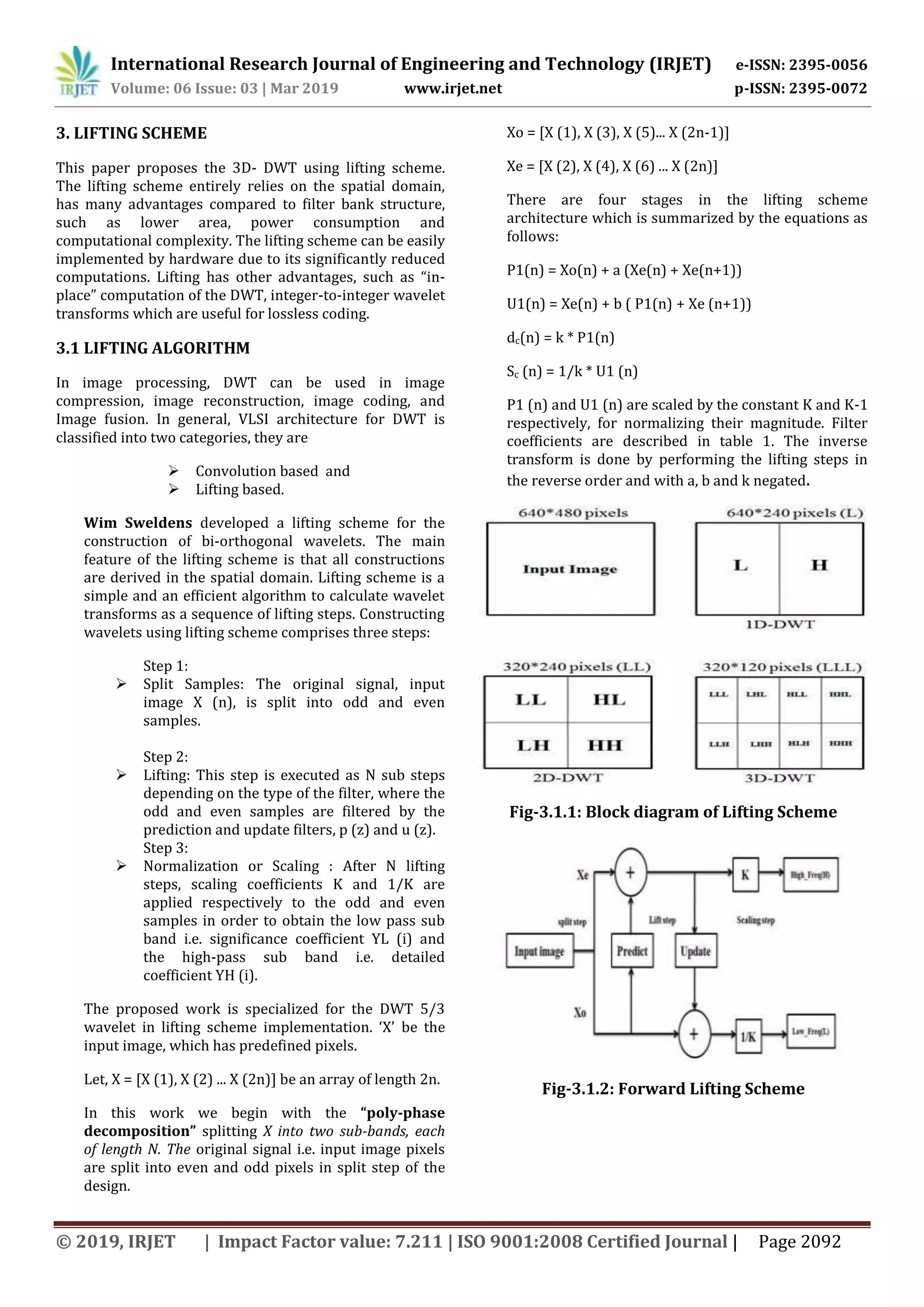 Irjet An Efficient Vlsi Architecture For 3d Dwt Using Lifting Scheme Pdf