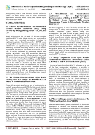 IRJET- An Efficient VLSI Architecture for 3D-DWT using Lifting Scheme | PDF