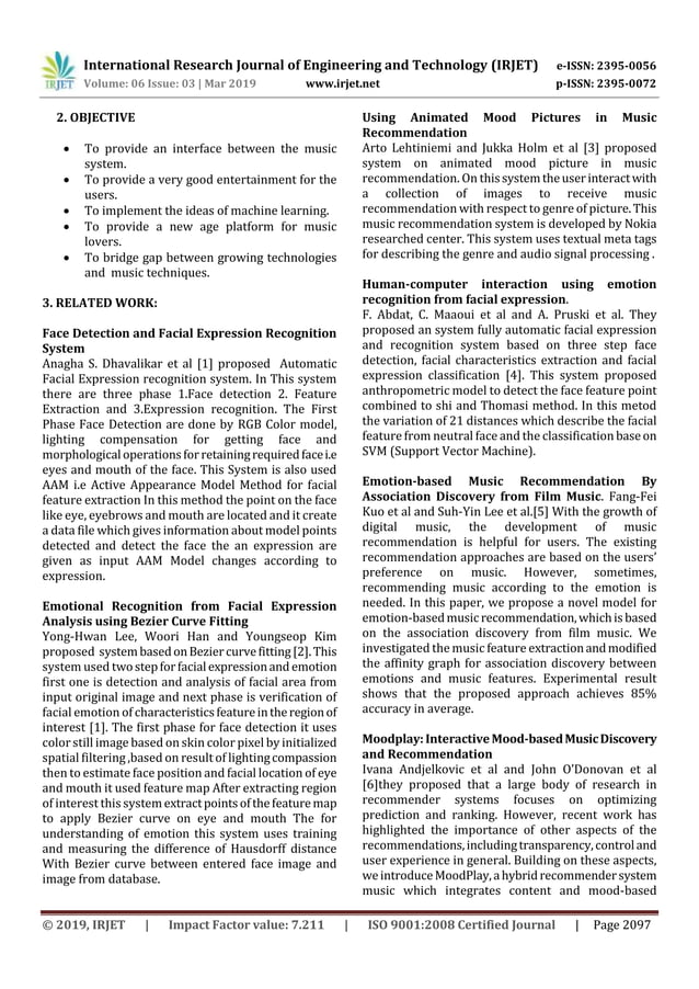 Irjet Emotion Based Music Recommendation System Pdf