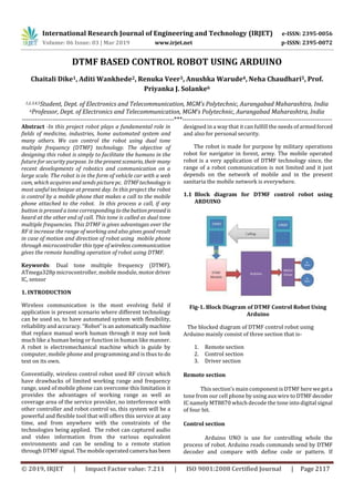 IRJET- DTMF based Control Robot using Arduino | PDF