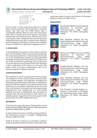 IRJET- DTMF based Control Robot using Arduino | PDF
