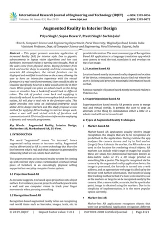 IRJET- Augmented Reality in Interior Design | PDF