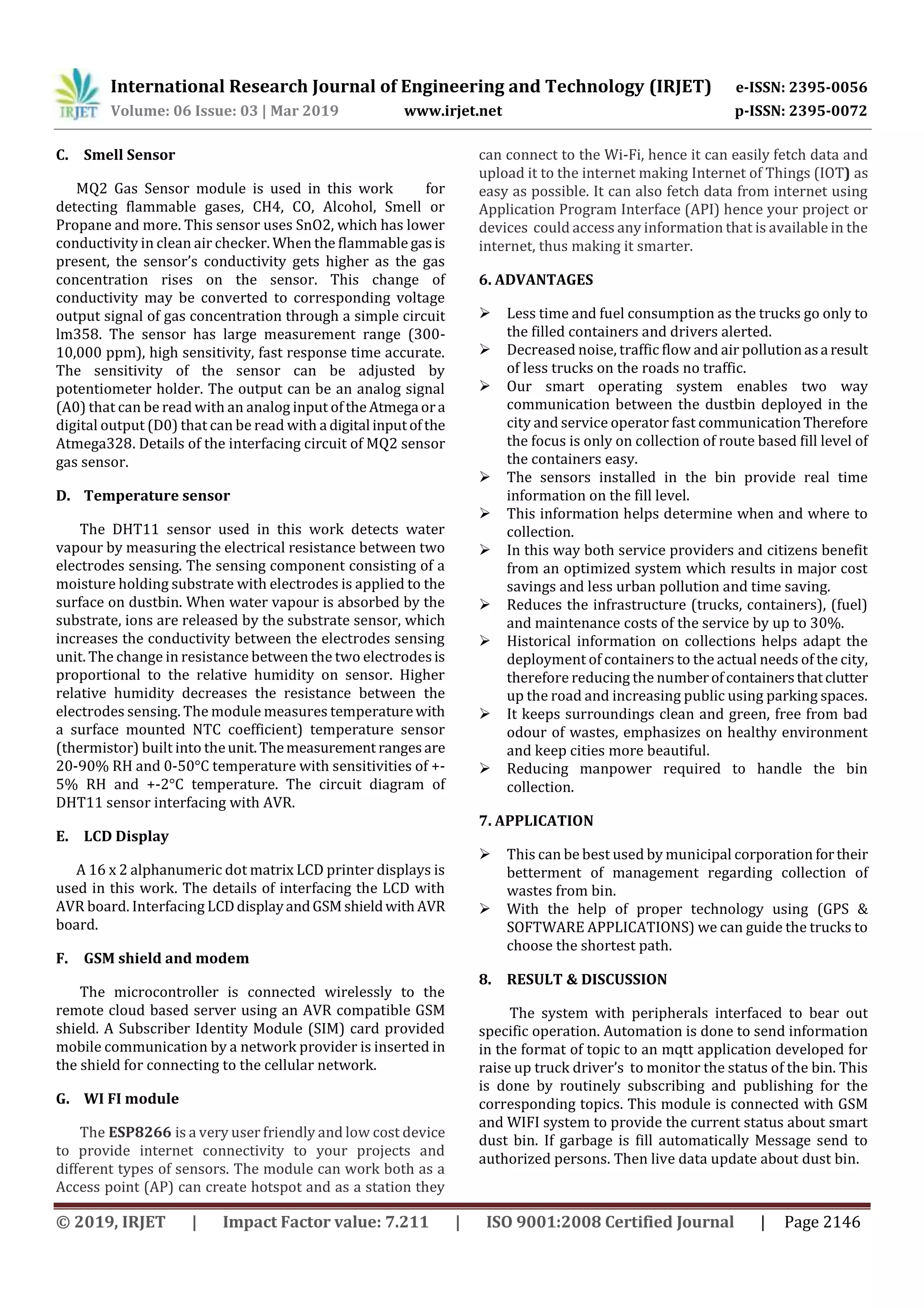 IRJET- Efficient IoT based Smart Dustbin for Clean Environment | PDF