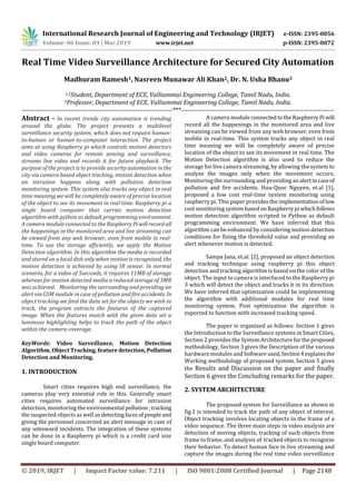 IRJET- Real Time Video Surveillance Architecture for Secured City Automation | PDF