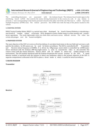 IRJET- Unmanned Ground Vehicle for Military Assistance | PDF