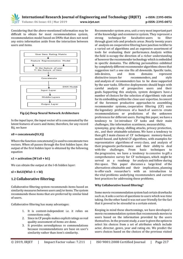IRJET- Searching an Optimal Algorithm for Movie Recommendation System | PDF