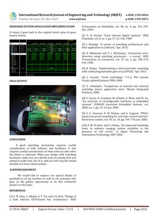 IRJET- FPGA Implementation of an Improved Watchdog Timer for Safety-Critical Applications | PDF