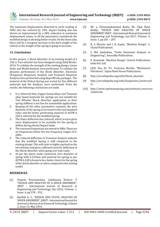IRJET- Static and Dynamic Analysis of a Two Wheeler Shock Absorber ...