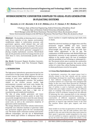 IRJET- Hydrochemetic Converter Coupled to Axial-Flux Generator in Floating Systems | PDF