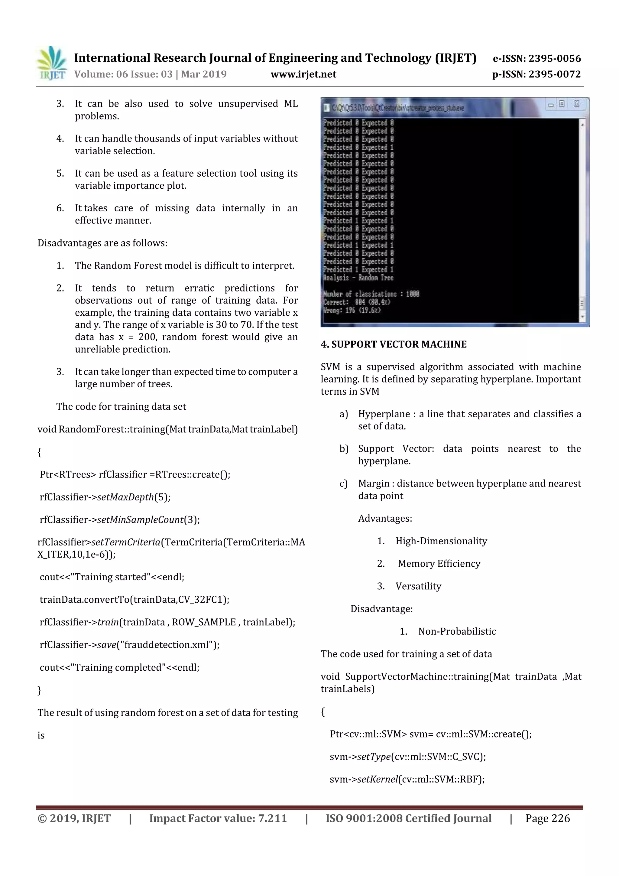 Irjet Credit Card Fraud Detection A Comparison Using Random Forest Svm And Ann Pdf