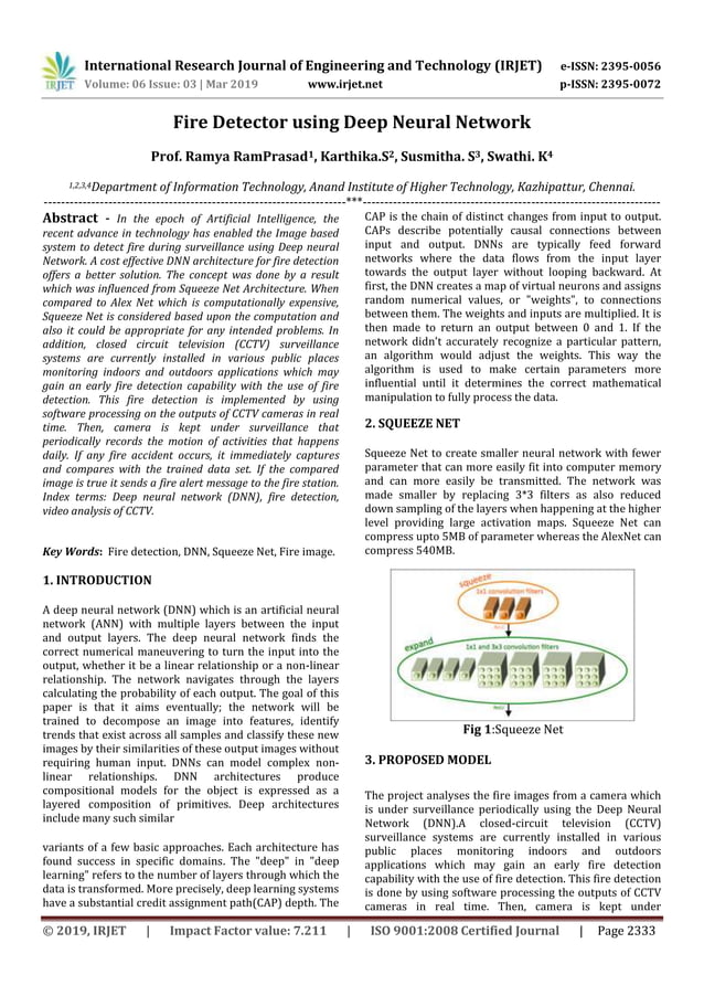 IRJET- Fire Detector using Deep Neural Network | PDF