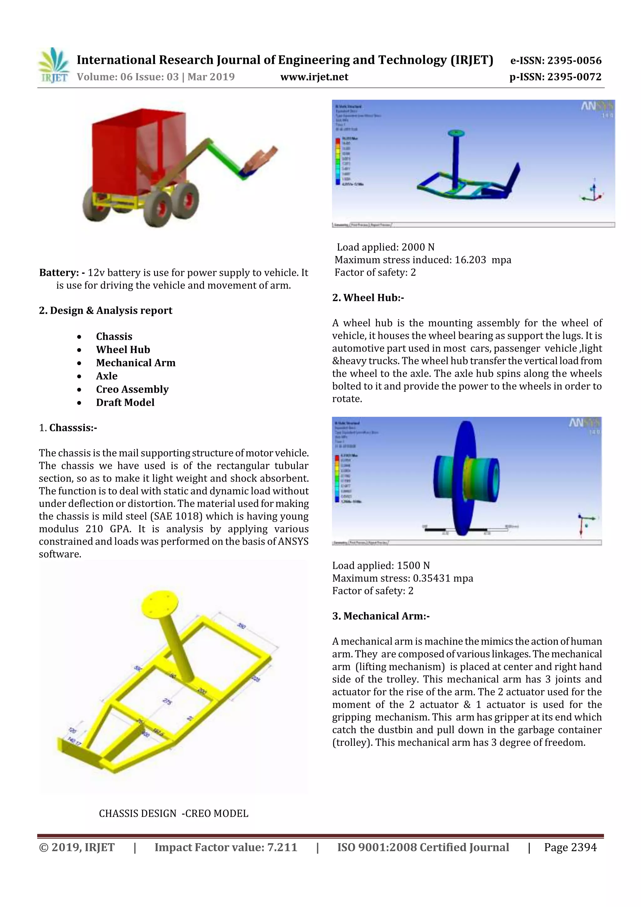 IRJET- Design of Automatic Garbage Collecting Vehicle | PDF