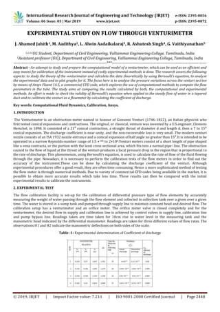 IRJET- Experimental Study on Flow through Venturimeter | PDF