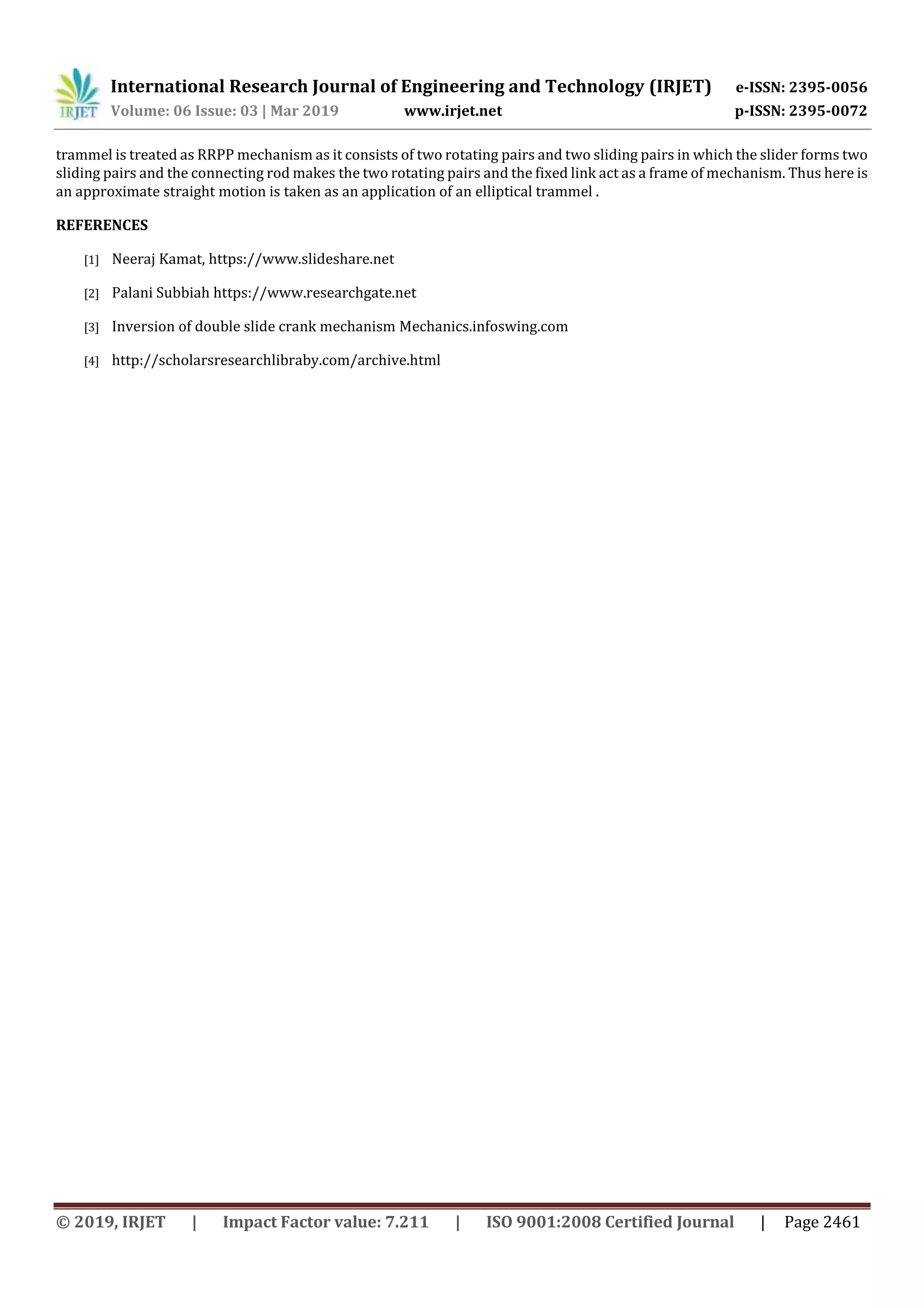 IRJET- Design and Fabrication of Elliptical Trammel | PDF