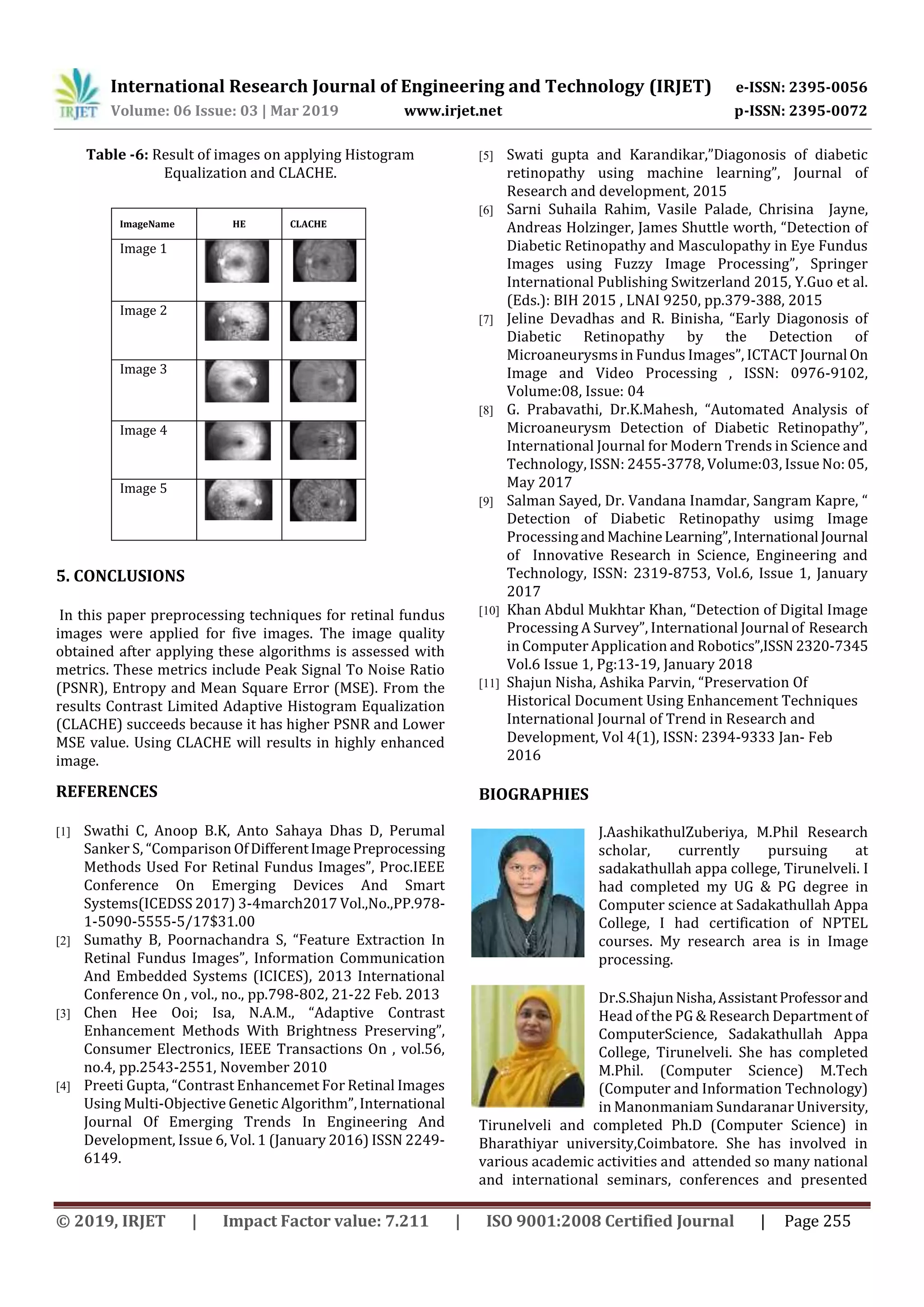 IRJET- Comparison of Preprocessing Methods for Diabetic Retinopathy Detection using Fundus ...