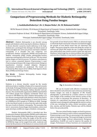 IRJET- Comparison of Preprocessing Methods for Diabetic Retinopathy Detection using Fundus ...