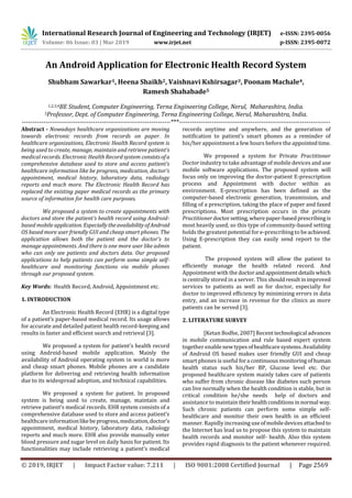 IRJET- An Android Application for Electronic Health Record System | PDF