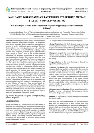 IRJET- Nail based Disease Analysis at Earlier Stage using Median Filter in Image Processing | PDF