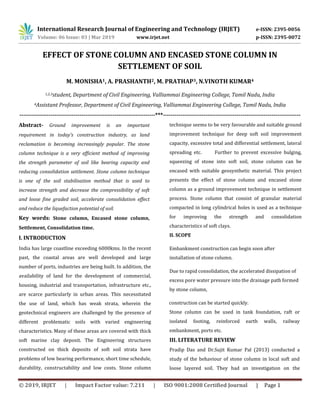 IRJET- Effect of Stone Column and Encased Stone Column in Settlement of ...