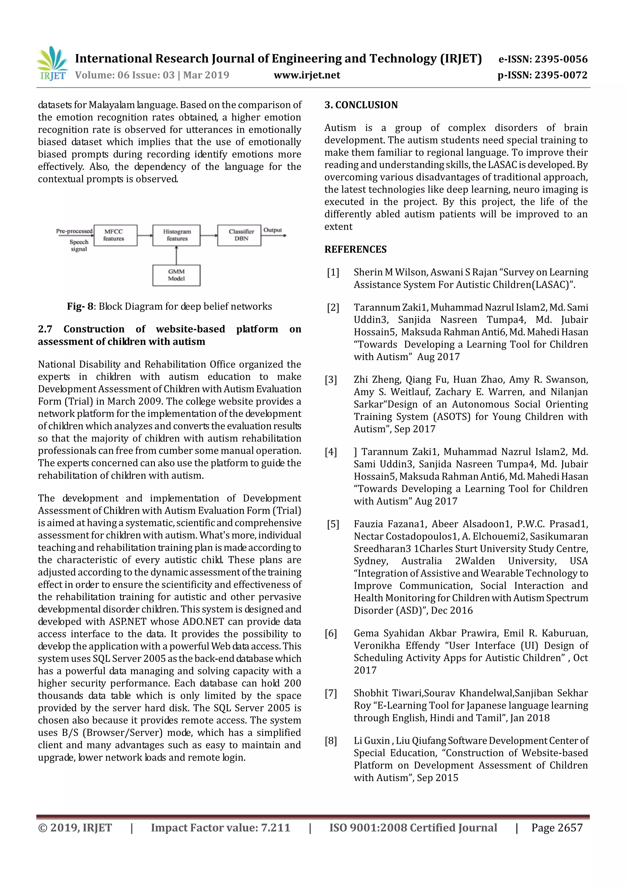 IRJET- Survey on Learning Assistance System for Autistic Child | PDF