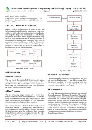 IRJET- Optical Character Recognition for Blind using Raspberry Pi | PDF