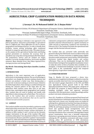 IRJET- Agricultural Crop Classification Models in Data Mining Techniques | PDF | Agriculture ...