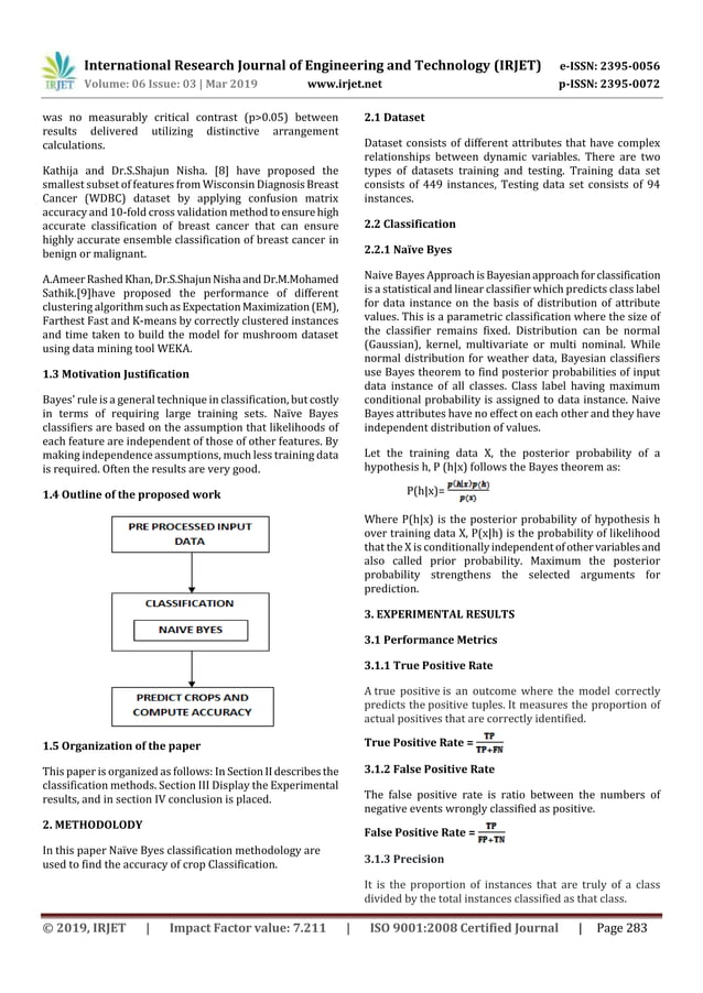 IRJET- Agricultural Crop Classification Models in Data Mining Techniques | PDF | Agriculture ...