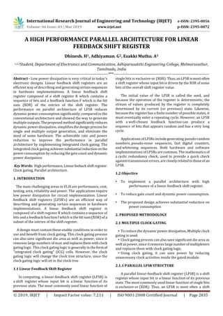 IRJET- A High Performance Parallel Architecture for Linear Feedback Shift Register | PDF