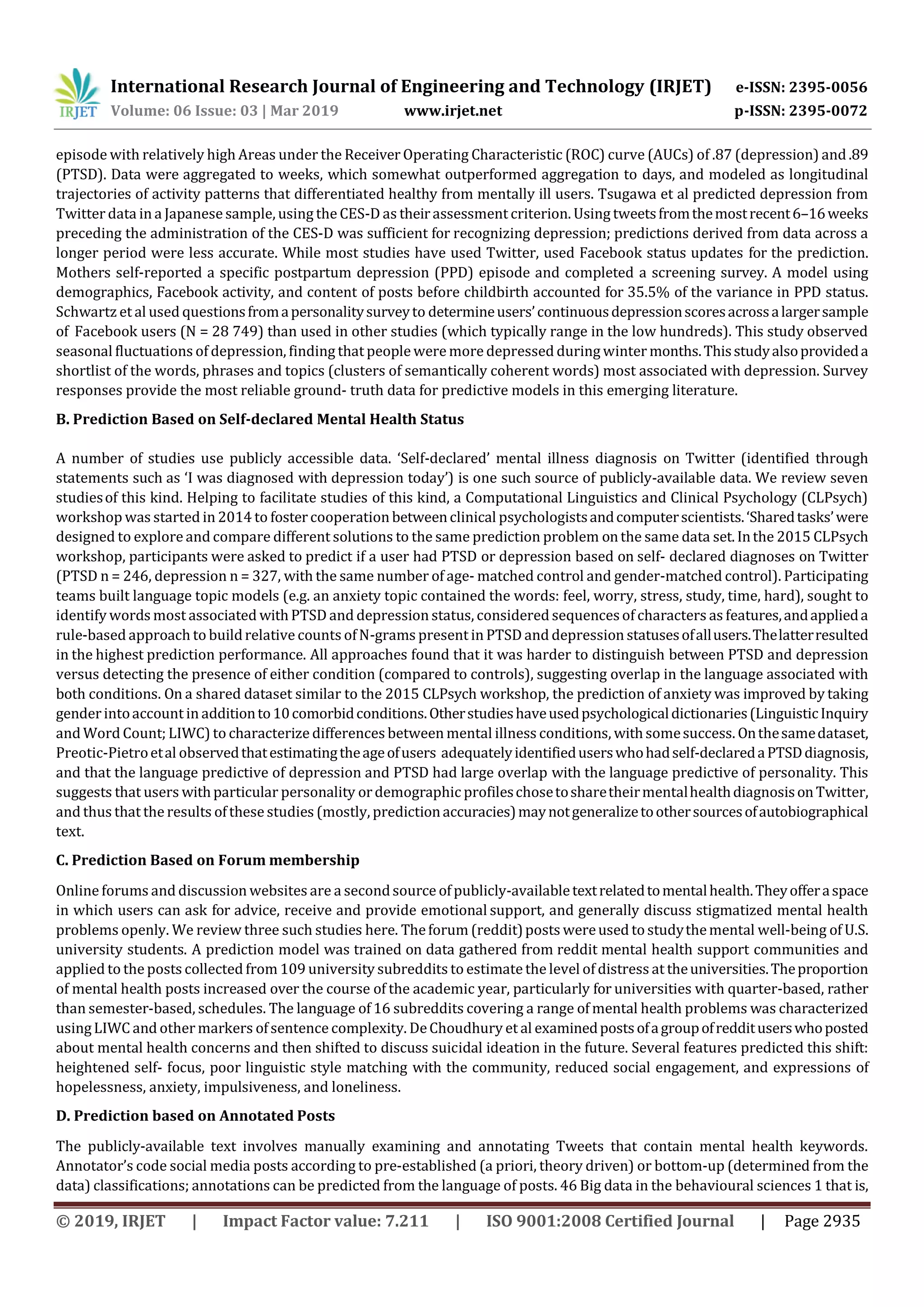 IRJET- Intelligent Depression Detection System | PDF IRJET- Intelligent Depression Detection System | PDF
