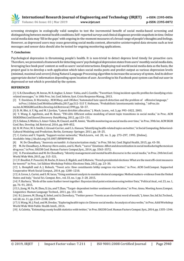 IRJET- Intelligent Depression Detection System | PDF