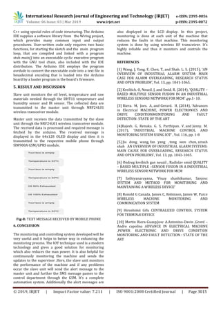 IRJET- Centralised Status alert system for industrial machines | PDF