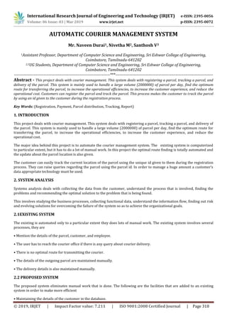 IRJET- Automatic Courier Management System | PDF