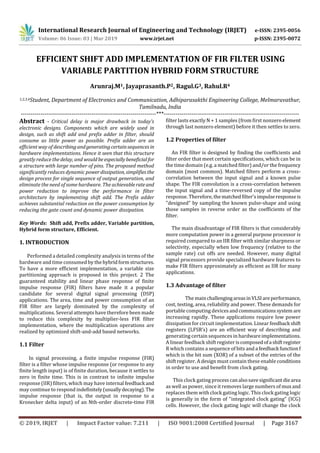 IRJET- Efficient Shift add Implementation of Fir Filter using Variable Partition Hybrid Form ...