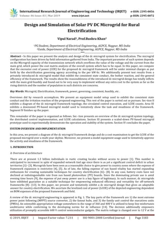 IRJET- Design and Simulation of Solar PV DC Microgrid for Rural Electrification | PDF