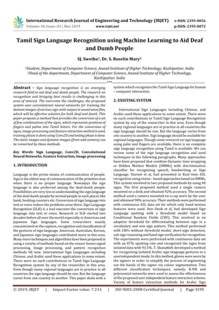 IRJET- Tamil Sign Language Recognition Using Machine Learning to Aid ...