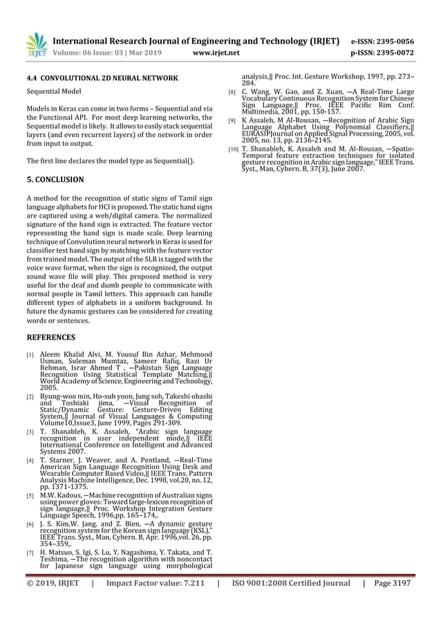 IRJET- Tamil Sign Language Recognition Using Machine Learning to Aid ...