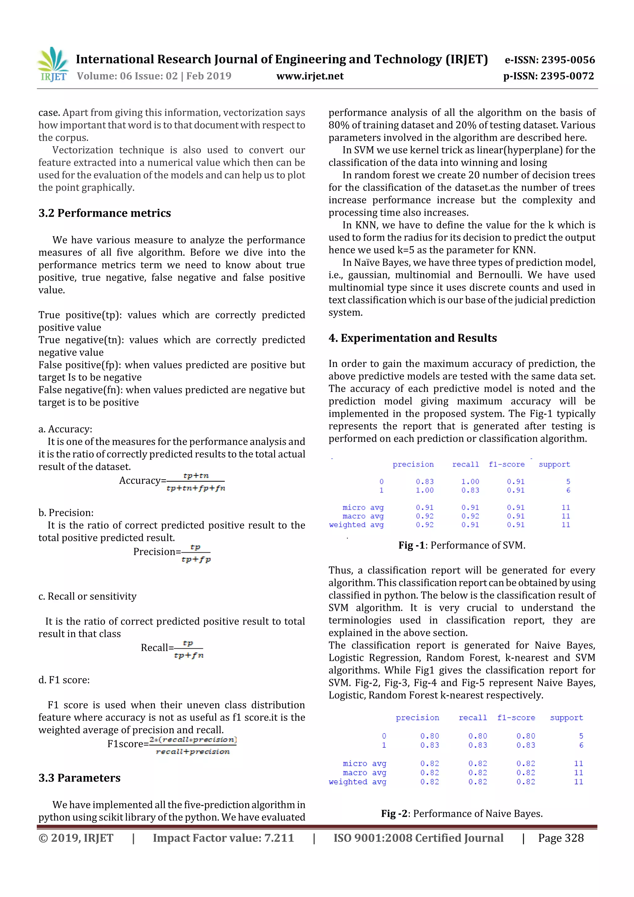 IRJET- Predicting Outcome of Judicial Cases and Analysis using Machine Learning | PDF