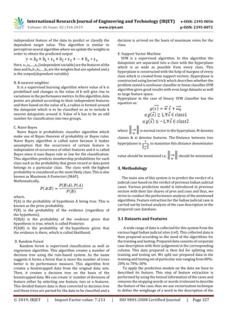 IRJET- Predicting Outcome of Judicial Cases and Analysis using Machine Learning | PDF