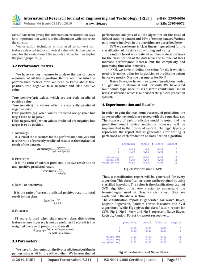 IRJET- Predicting Outcome of Judicial Cases and Analysis using Machine ...