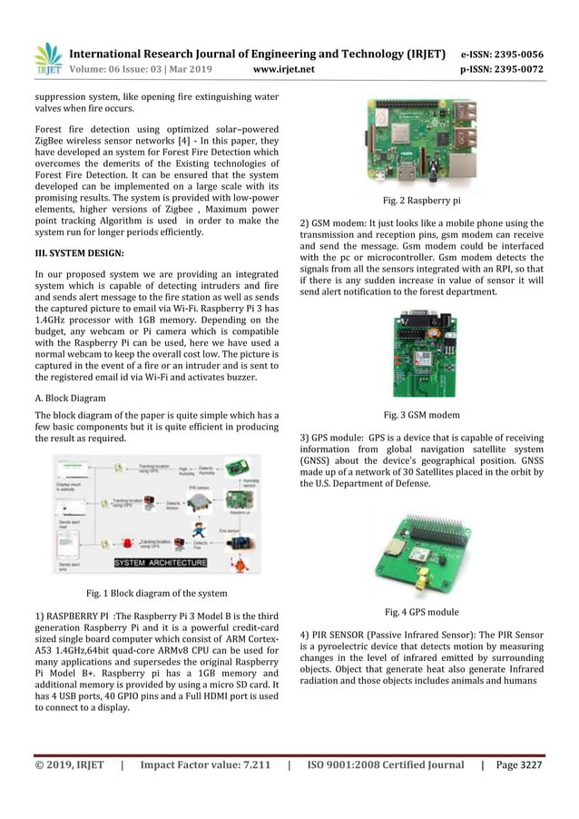 IRJET- An IoT Based Forest Fire Detection and Prevention System using Raspberry PI 3 | PDF